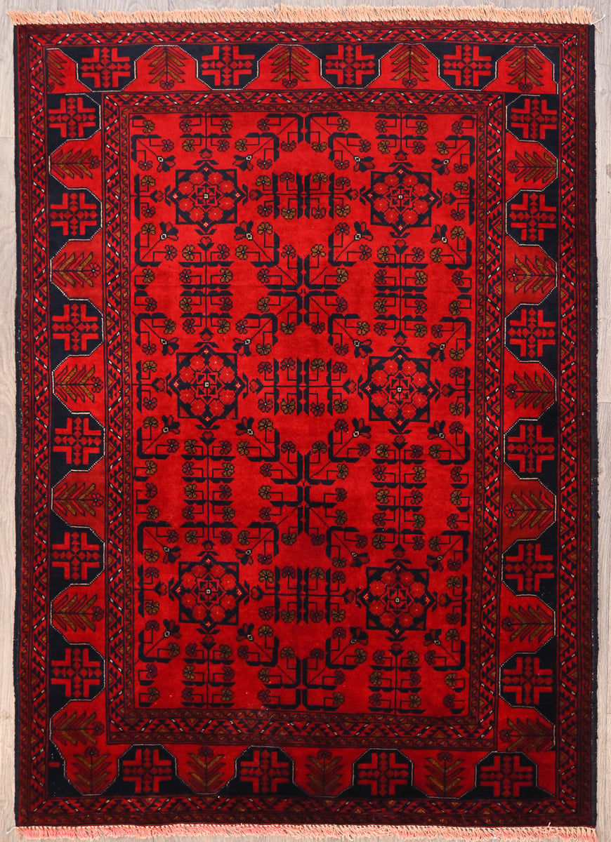 Red Fine Afghan Beljick Wool Rug 142cm x 100cm – Knot n' Co