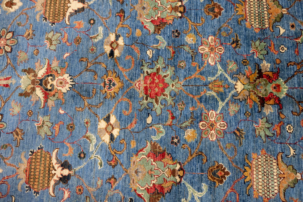 Blue Afghan Sultani Chobi Wool Rug 298cm x 247cm – Knot n' Co