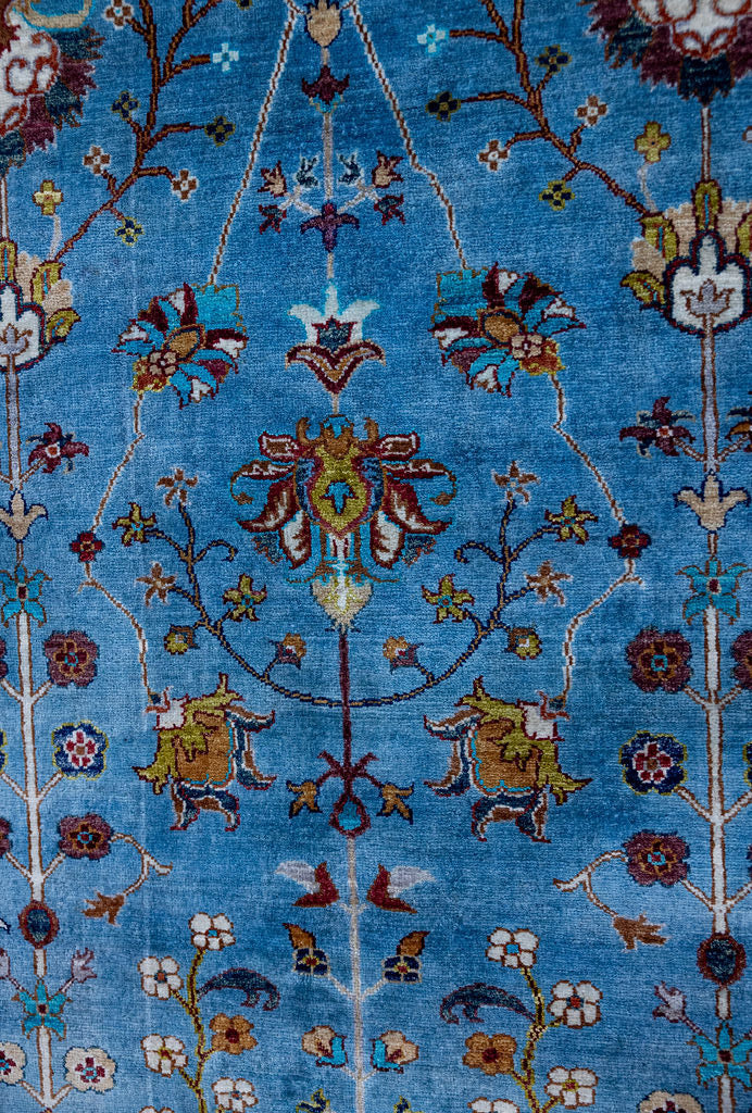 Sky Blue Afghan Sultani Chobi Wool Rug 346cm x 259cm – Knot n' Co