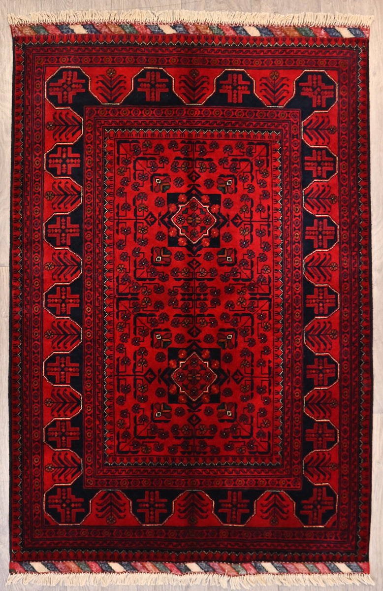 Red Afghan Kundus Wool Rug 150cm x 100cm – Knot n' Co