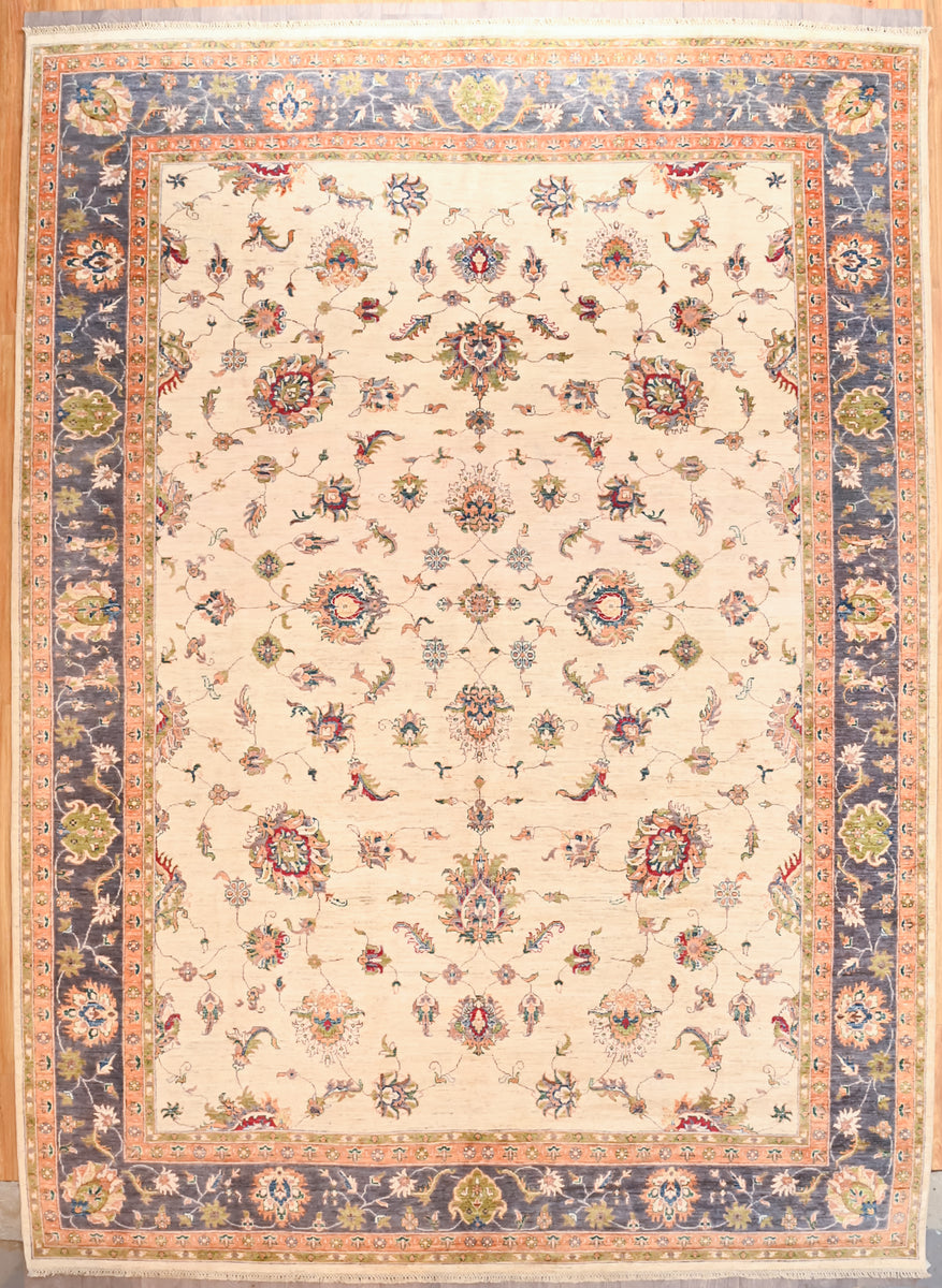 XL Cream Afghan Chobi Wool Rug 412cm x 303cm – Knot n' Co