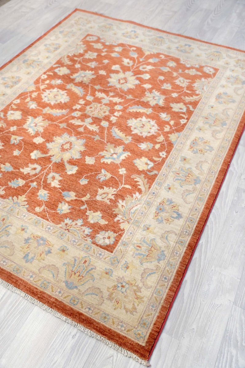 Orange Rust Afghan Chobi Wool Rug 199cm x 149cm – Knot n' Co